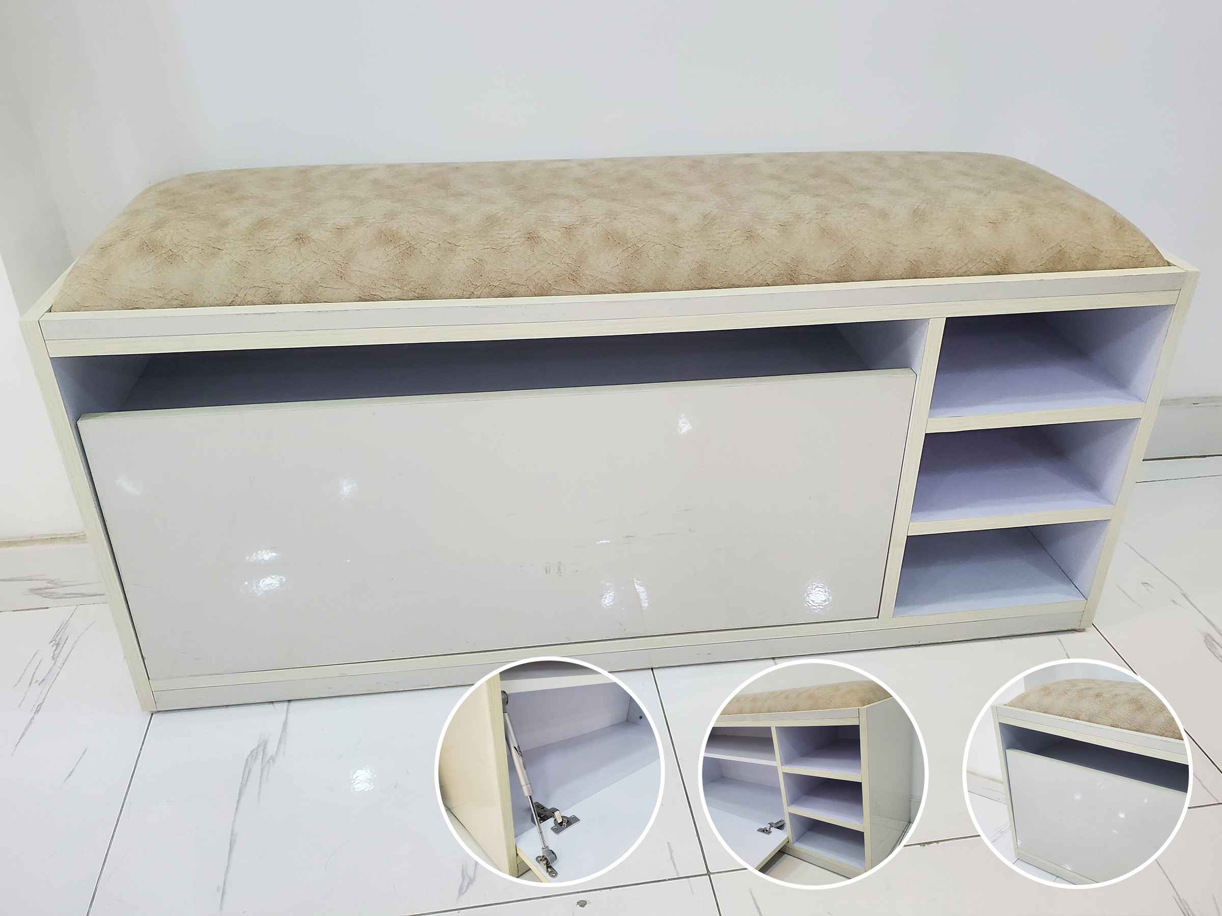 Beige Bench Shoes Rack