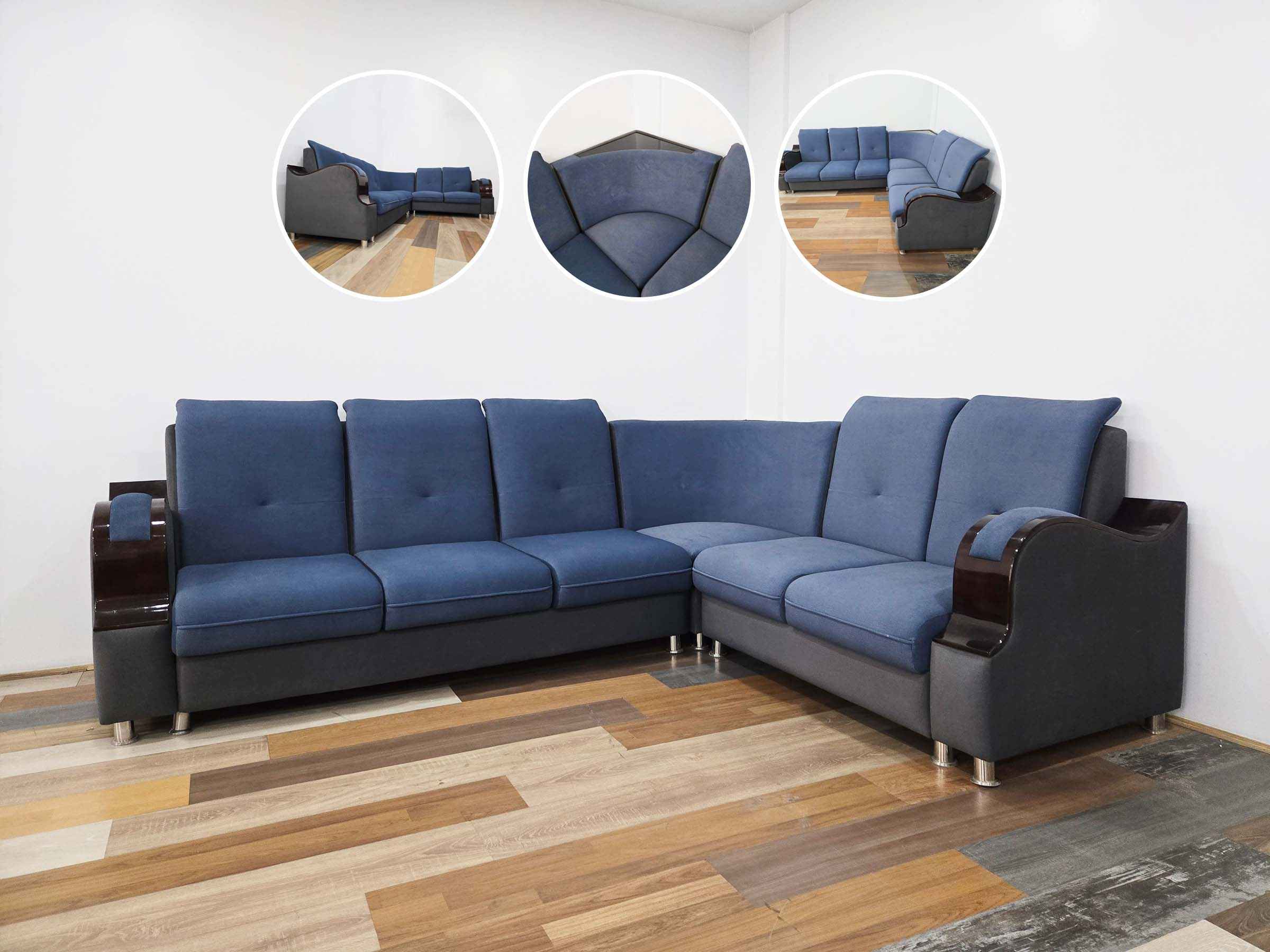 L-shaped Blue corner sofa