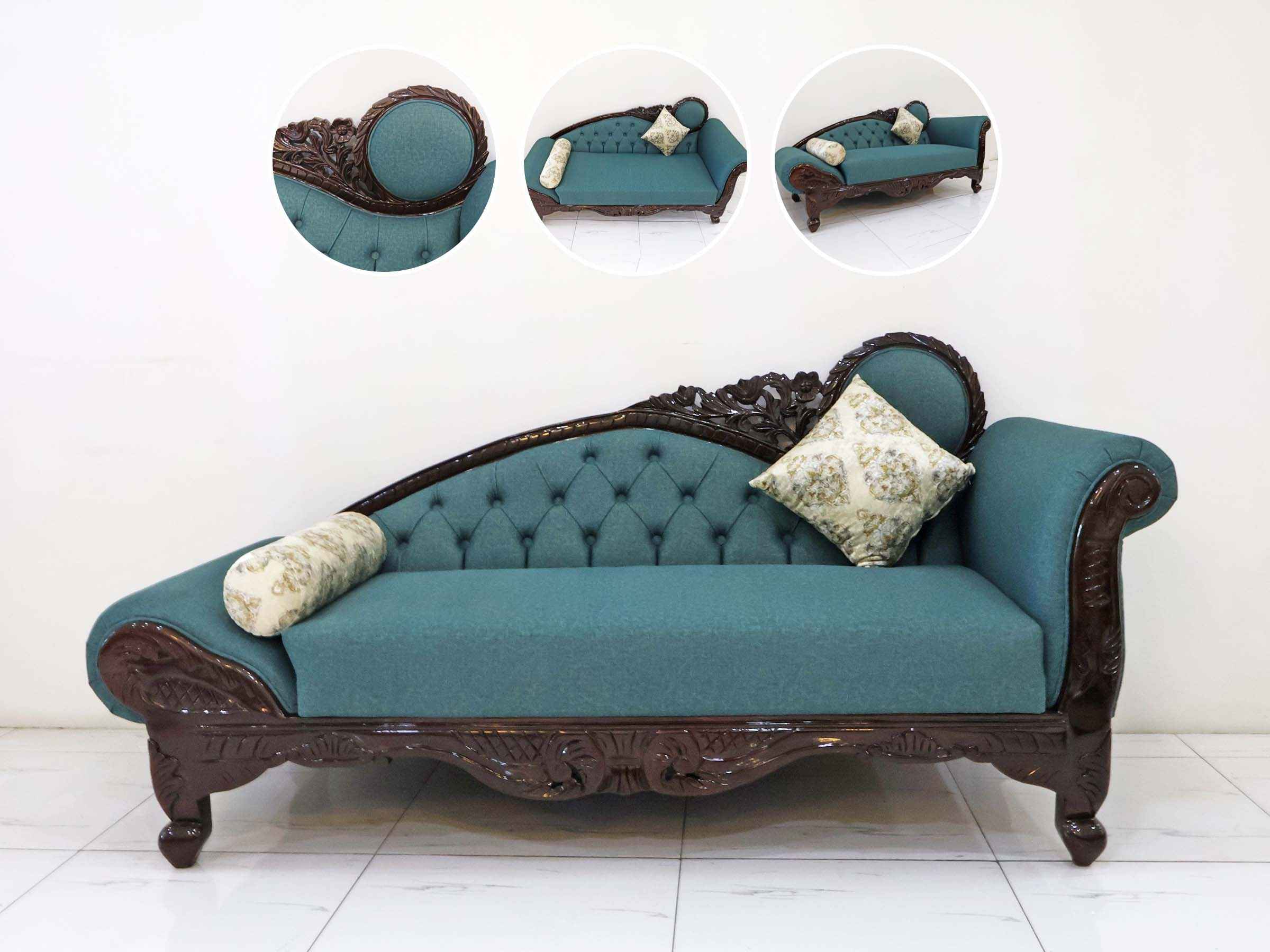 Emerald Green Carved Diwan