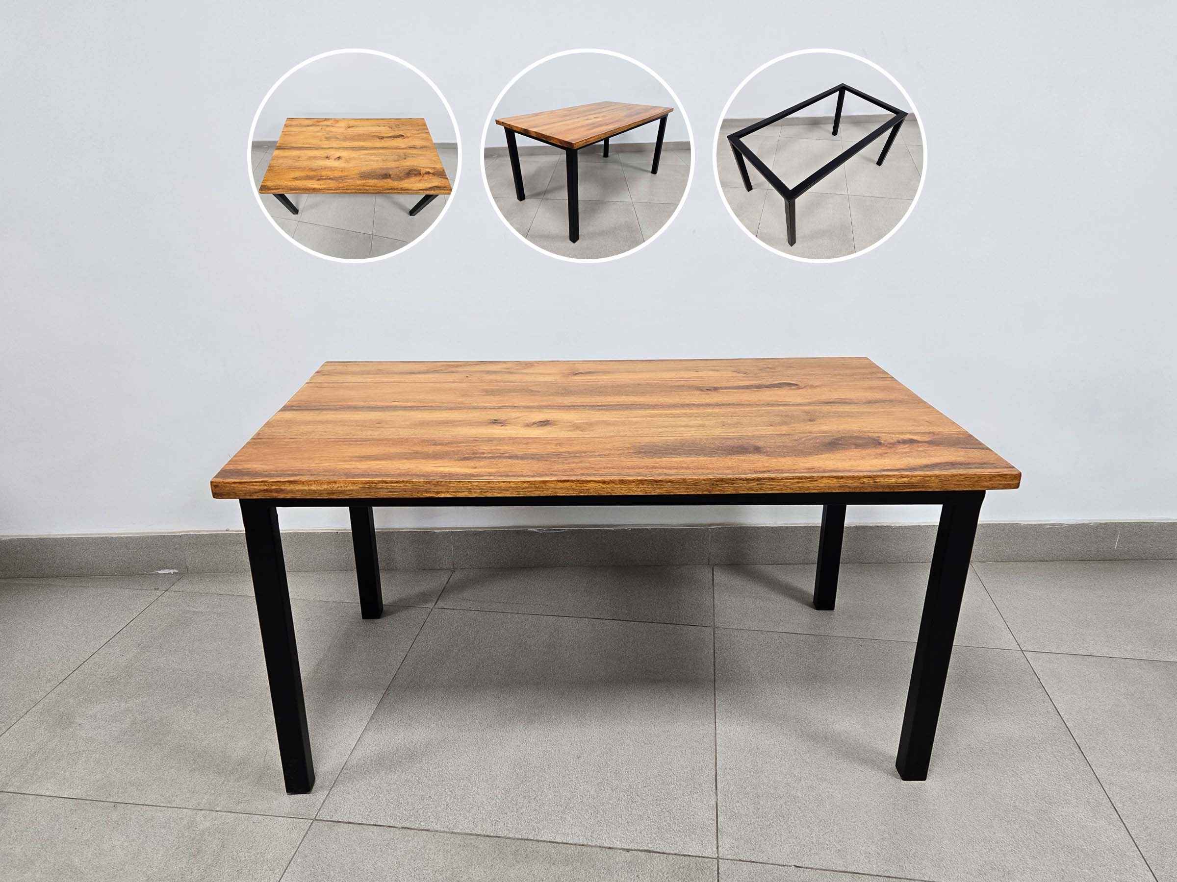 Metal Frame Wooden Top Table